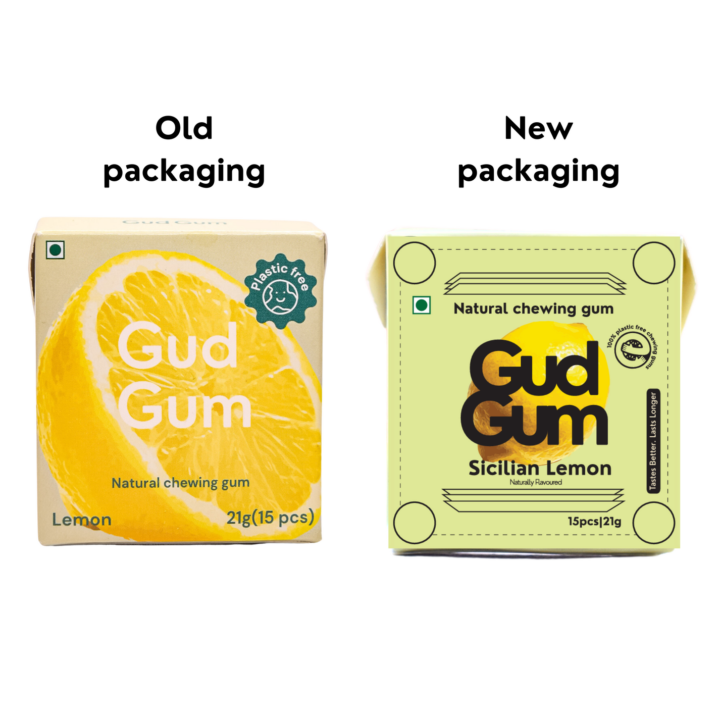 Plastic Free Chewing Gum- Lemon (15 pieces per pack)- 21g – Gud Gum ...