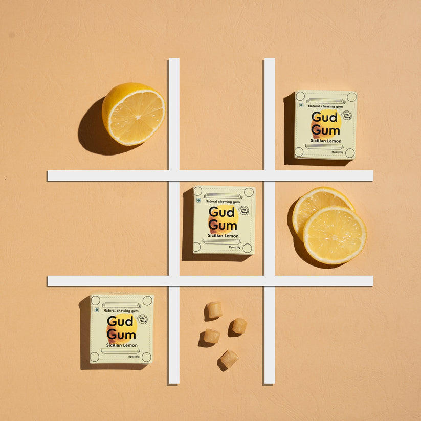 Gud Gum Mini Pack- Fruit & Mint Chewing Gum- Pack of 4 (60 chewing gum ...