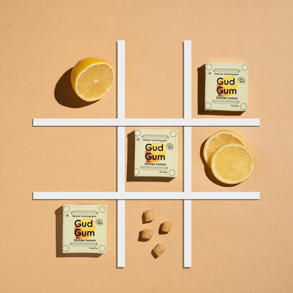 Gud Gum Mini Pack- Fruit & Mint Chewing Gum- Pack of 4 (60 chewing gum ...