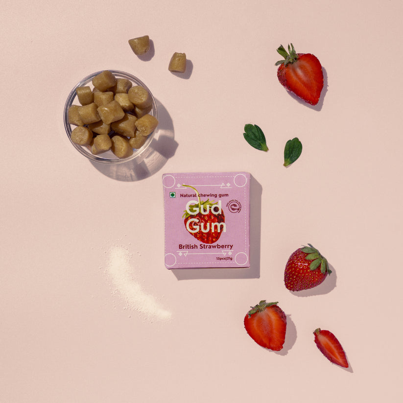 Plastic Free Chewing Gum- Strawberry (15 pieces per pack)- 21g – Gud ...
